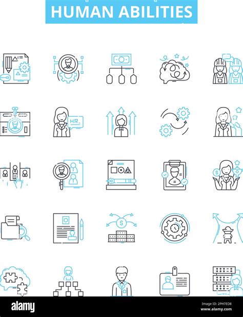 Human Abilities Vector Line Icons Set Ability Skill Cognition Learning Thinking Creativity