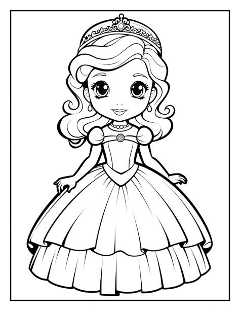 Красивые принцессы для окрашивания для детей Векторный файл Премиум