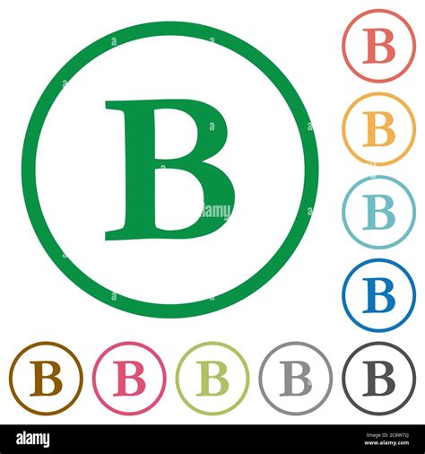 Set Of Bold Font Type Color Round Outlined Flat Icons On White