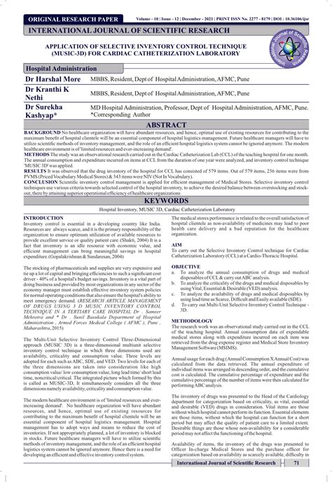 Pdf Original Research Paper Application Of Selective Inventory