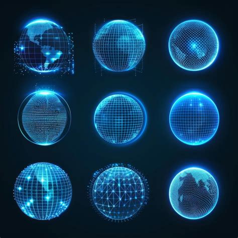 Premium Photo Grid Spheres With Light Dots In 3d Orbs With Particles In Virtual Reality