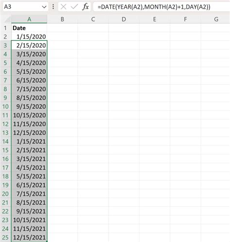 How To Create Series Of Monthly Dates In Excel With Example