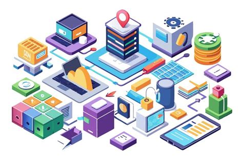 Isometric Illustration Of Interconnected Devices Servers And Data Representing A Complex Network
