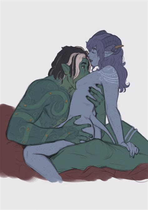 Rule 34 1boy 1girls Blue Hair Blue Skin Canon Couple Critical Role