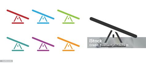 흰색 배경에 격리 된 블랙 시소 아이콘 티터 동등한 보드 놀이터 기호 다채로운 아이콘을 설정합니다 벡터 벡터에 대한 스톡 벡터 아트 및 기타 이미지 Istock
