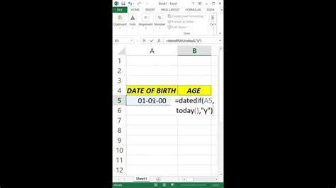 Excel Datedif Formula Calculate Age From Date Of Birthexcel Exceltricks Exceltips