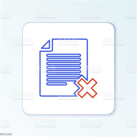 흰색 배경에서 격리된 파일 문서 아이콘을 삭제하는 줄입니다 거부된 문서 아이콘입니다 종이에 교차합니다 다채로운 개요 개념 벡터