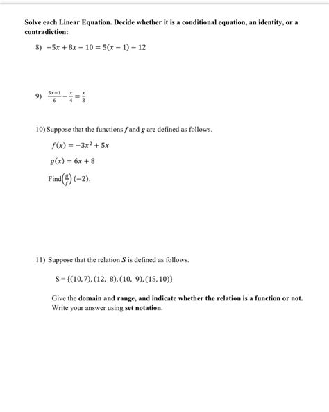 Solved Solve Each Linear Equation Decide Whether It Is A Conditional