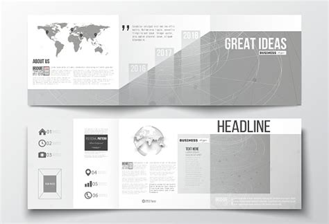 벡터 세트 트라이폴드 브로셔 스퀘어 디자인 템플릿 분자 0명에 대한 스톡 벡터 아트 및 기타 이미지 0명 3단 브로슈어 3차원 형태 Istock