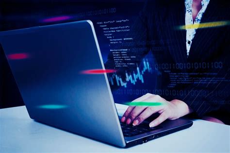 Premium Photo Female Developer Using A Laptop In Cyberspace