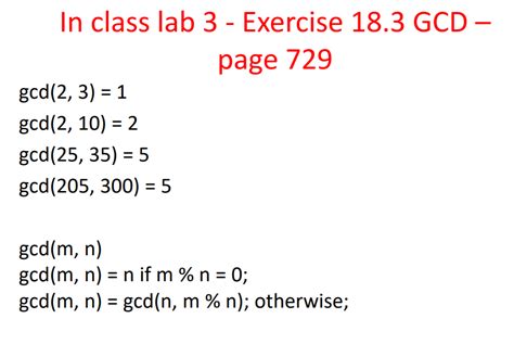 solved in class lab 3 exercise 18 3 gcd page 729 gcd 2