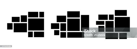 이미지 콜라주 레이아웃 세트입니다 블랙 모자이크 무드 보드 그리드 컬렉션 9 그림 구성 배열 배너 포스터 모형 전단지 브로셔 소책자 메모리 월을위한 사진 앨범 템플릿 벡터