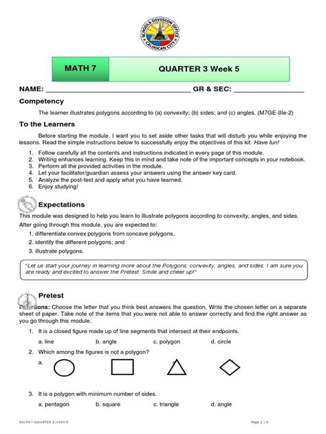 Math 7 Q3 Week 5 Pdf Polygon Convex Set