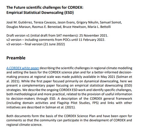 The Empirical Statistical Downscaling White Paper Esd White Paper Is