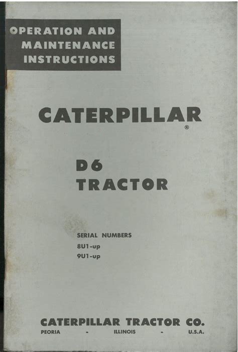 Caterpillar Tractor D6 Operators Manual