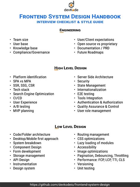 Frontend System Design Handbook Interview Checklist And Style Guide