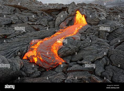 lava flowing down volcano