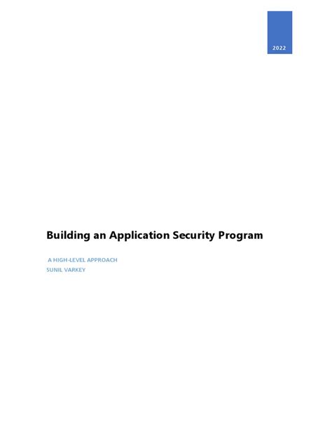 Building An Application Security Program High Level View Pdf
