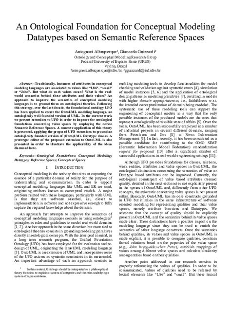 Pdf An Ontological Foundation For Conceptual Modeling Datatypes Based On Semantic Reference Spaces