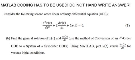 Solved Matlab Coding Has To Be Used Do Not Hand Write