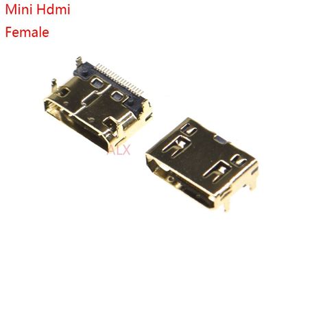 10pcs Mini Hdmi Compatible Female Connector Smd 19 Pin Reflow Solderable Right Angle Surface