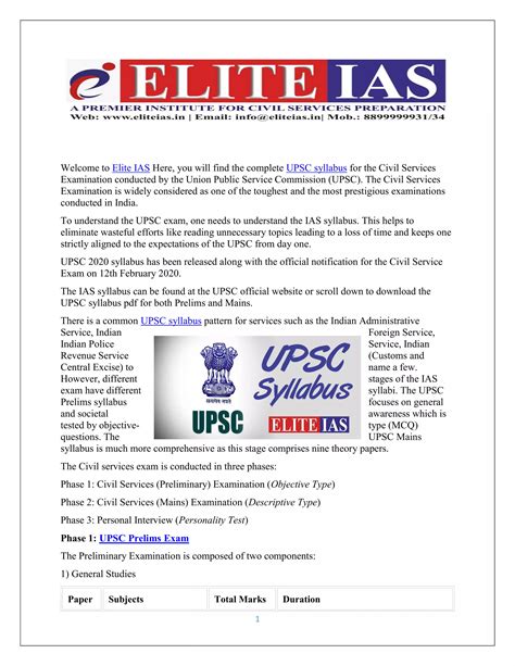Upsc Syllabus Pdf