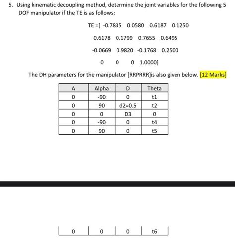 5 Using Kinematic Decoupling Method Determine The