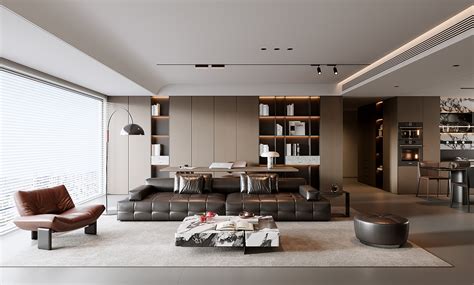 现代意式客厅3d模型 室内设计 拓者设计吧