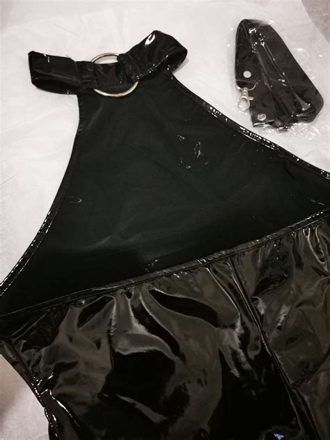 Pu Leather Halter Backless Teddy