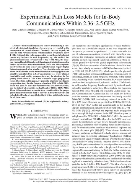 Pdf Experimental Path Loss Models For In Body Communications Within 2