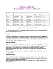 Normalization Exercise Answer DATABASE DESIGN Normalization Exercises Answers A The Table