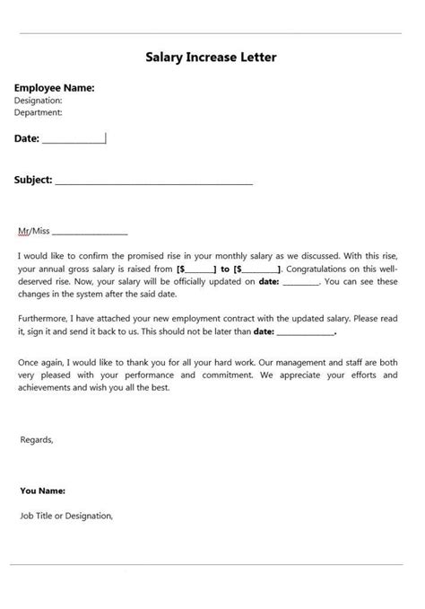 Salary Increase Template Free Word Templates