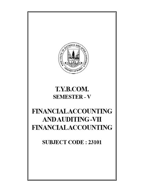 Tybcom Sem 5 Financial Accounting And Auditing Paper Vii Pdf