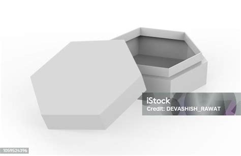 고립 된 흰색 배경 3 차원 일러스트 레이 션에 서식 파일을 흰색 골 판지 육각 포장 상자 모의 공백 0명에 대한 스톡 사진 및 기타 이미지 Istock