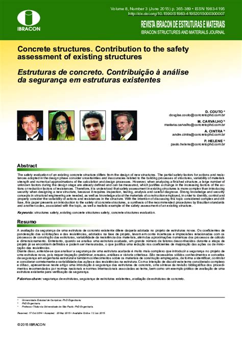 Pdf Concrete Structures Contribution To The Safety Assessment Of Existing Structures