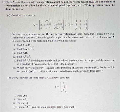 solved [basic matrix operations] if an operation cannot be