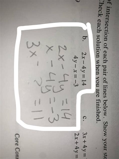9th Grade Algebra Elimination Method Find The Intercept Idk If The