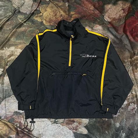 빈티지 Bear 옐로우 사이드라인 블랙아노락 M 나이 세컨웨어