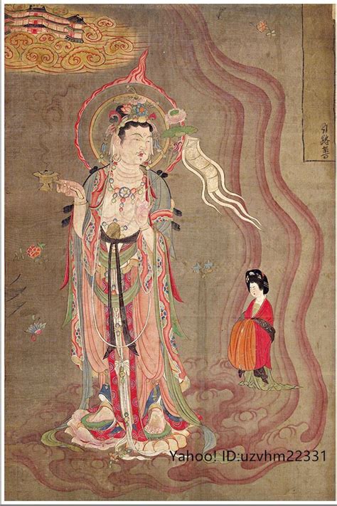 未使用敦煌壁画 莫高窟 導路菩薩図 仏画 仏像 縦幅 菩薩仏像 供養仏像 絹布 絹本 東洋画 仏教美術 中堂画 掛け物 未表装の落札情報