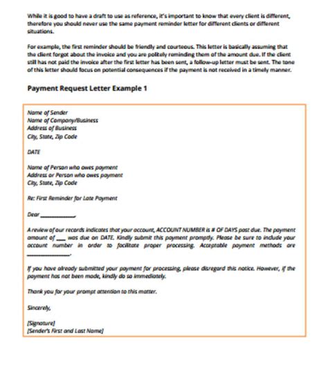 Payment Request Letter Templates PDF