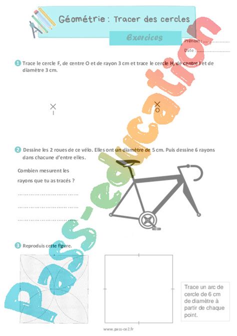 Tracer Des Cercles Exercices De Géométrie Pour Le Ce2 Cycle 2 Pdf à Imprimer
