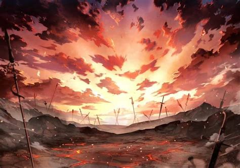 Anime Scene With Windmills And Clouds Nghệ Thuật Chì Màu Phông Nền