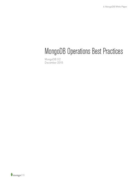 10gen Mongodb Operations Best Practices Pdf Mongo Db Database Index