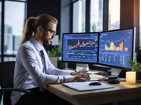Premium Photo Analyst Works On Personal Computer Showing Business Analytics Dashboard With Charts