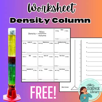 Density Column Worksheet By Tillies Science Library TPT
