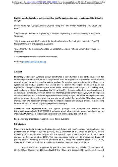 Pdf Bmss2 A Unified Database Driven Modelling Tool For Systematic Model Selection And