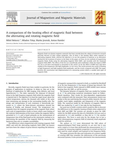 A Comparison Of The Heating Effect Of Magnetic Fluid Between The