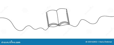 Book Continuous One Line Drawing Line Art Stock Vector Illustration