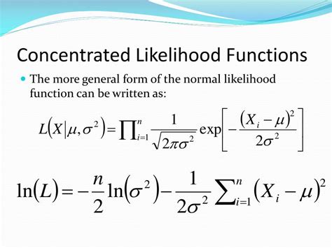 Ppt Concentrated Likelihood Functions And Properties Of Maximum Likelihood Powerpoint