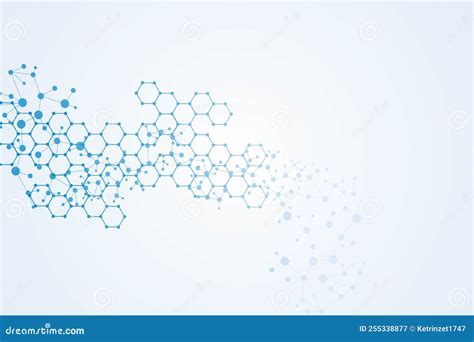 Science Network Pattern Connecting Lines And Dots Technology Hexagons Structure Or Molecular